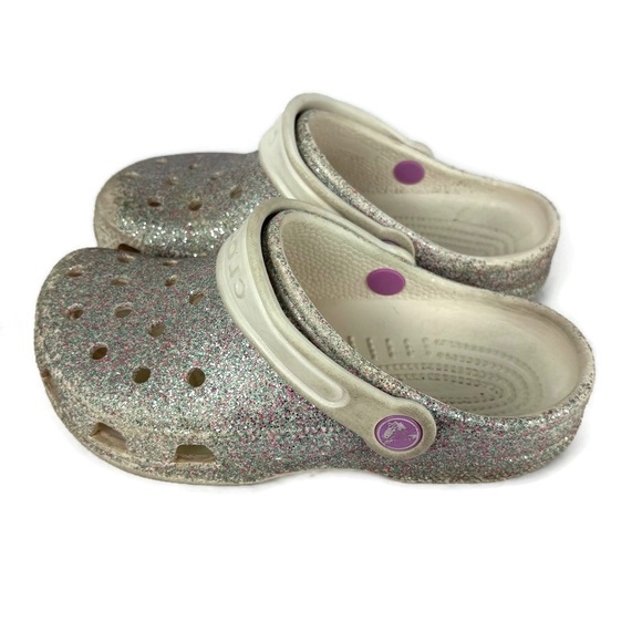 CROCS | Shoes | Crocs Girls Classic Slip On Rubber Clog In Silver ...